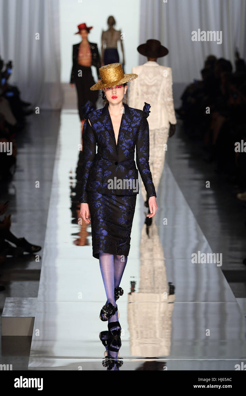 Paris, France. 25th Jan, 2017. A model wears a creation by French ...