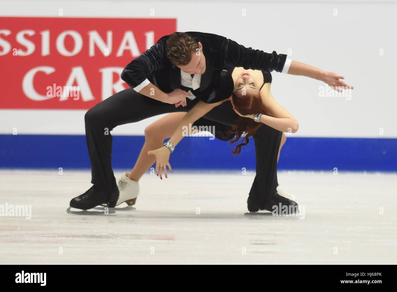 Ostrava, Czech Republic. 26th Jan, 2017. Ekaterina Bobrova and Dmitry Solovyov of Russia compete ...