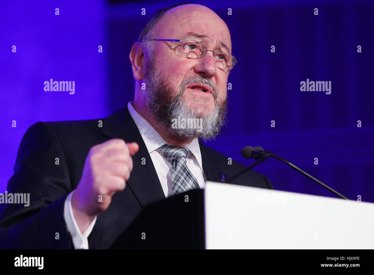 London, UK. 26th Jan, 2017. QEII Conference centre. The Chief Rabbi ...