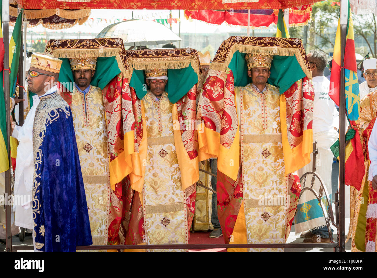Addis Ababa - Jan 19: Priests, accompanied by Clergy, carry the Tabot ...