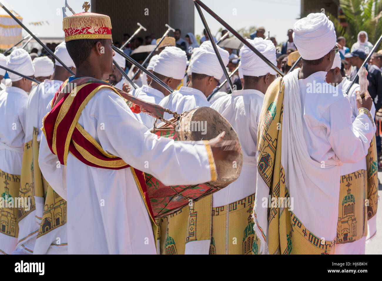 Addis Ababa - Jan 19: Clergy accompany the singing and chanting of ...