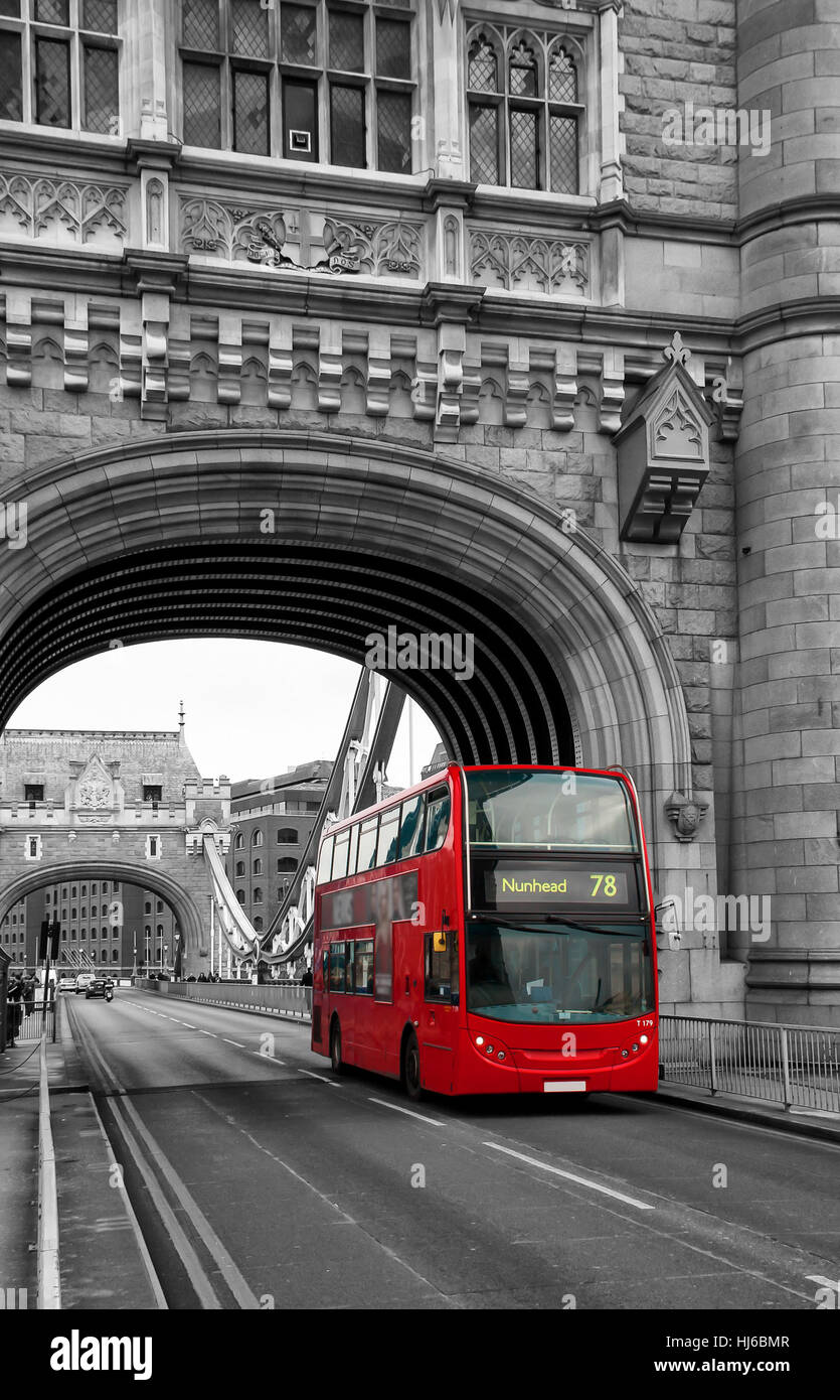 tower, bridge, london, vehicle, means of travel, bus, omnibus, coach ...