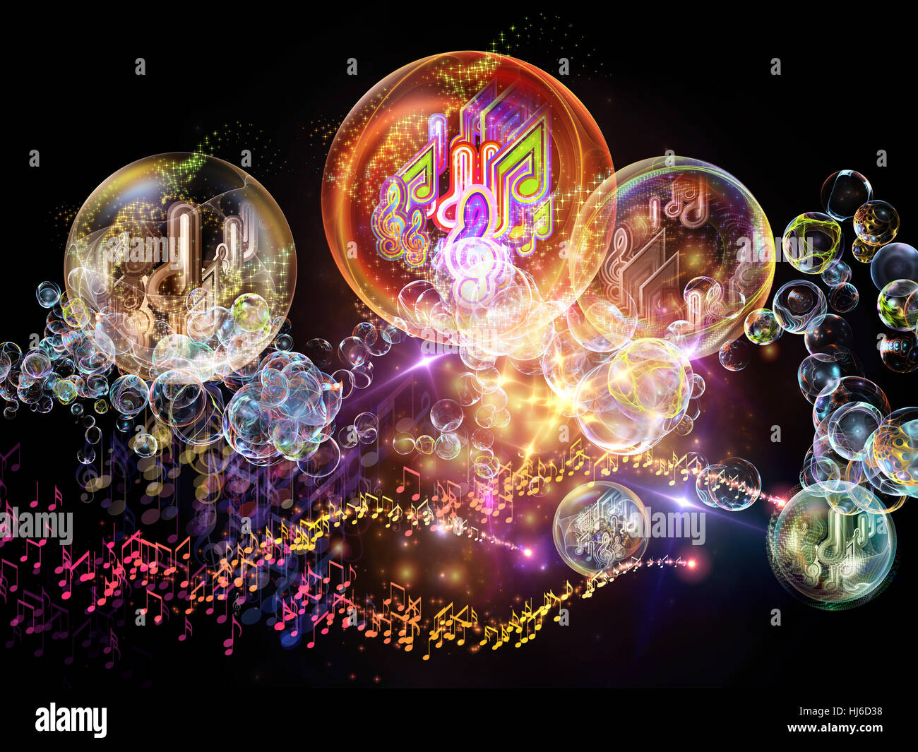 Bubble Symphony series. Artistic background made of musical notes ...