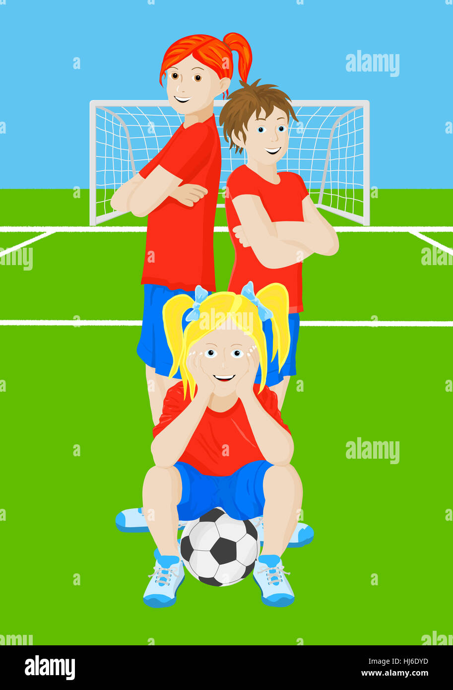 girls football team Stock Photo - Alamy