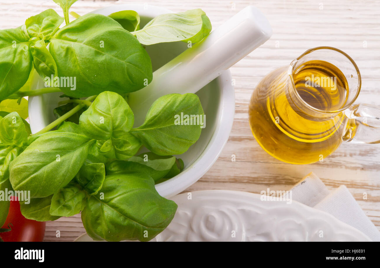 green, kitchen, cuisine, mortar, basil, oil, italy, oils, nutrition ...