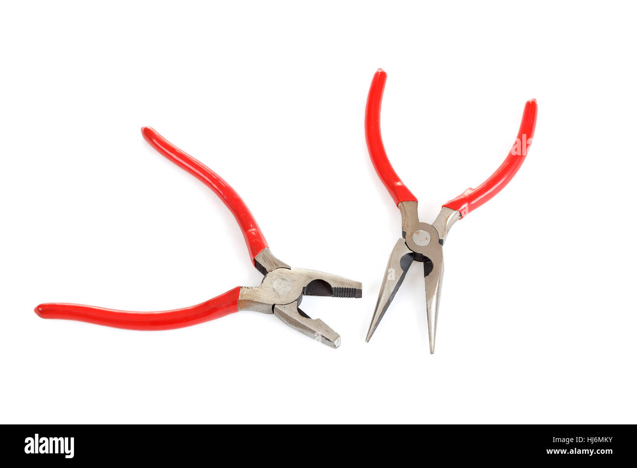two different red pliers isolated on white Stock Photo - Alamy