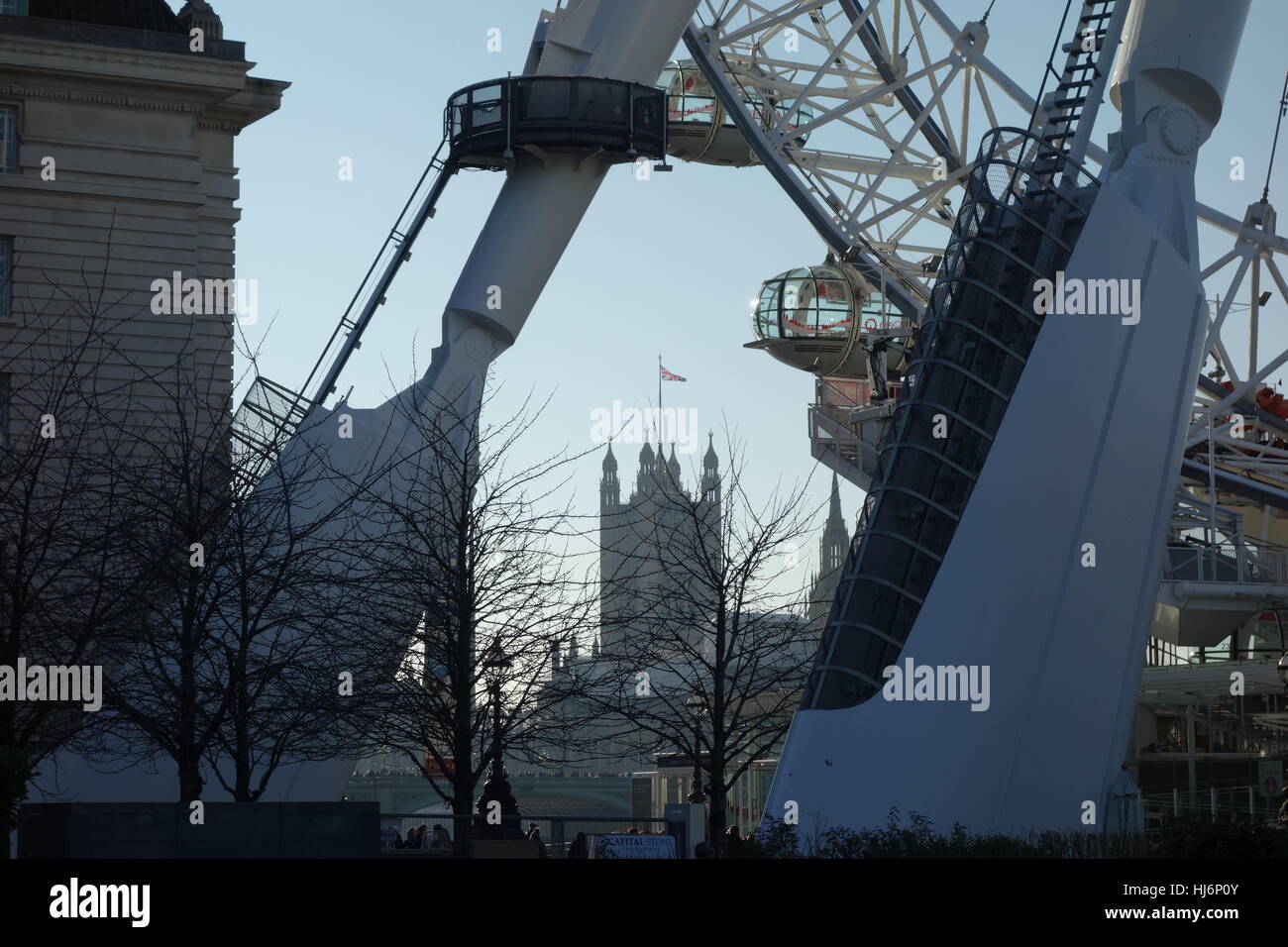 The Coca-Cola London Eye, and Houses of Parliament. Waterloo, London ...