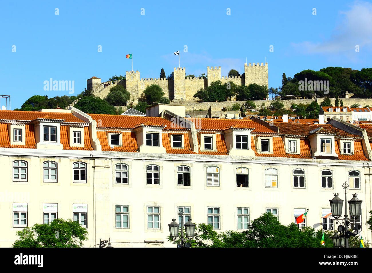 monument, hill, portugal, fortress, lisbon, castle, landmark, chateau ...