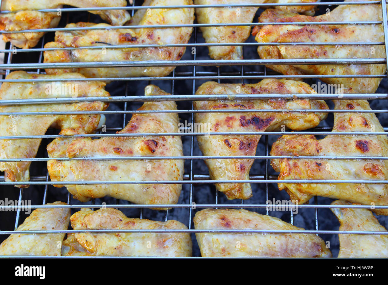 barbecue from chicken 's meat cooked on the fire Stock Photo - Alamy