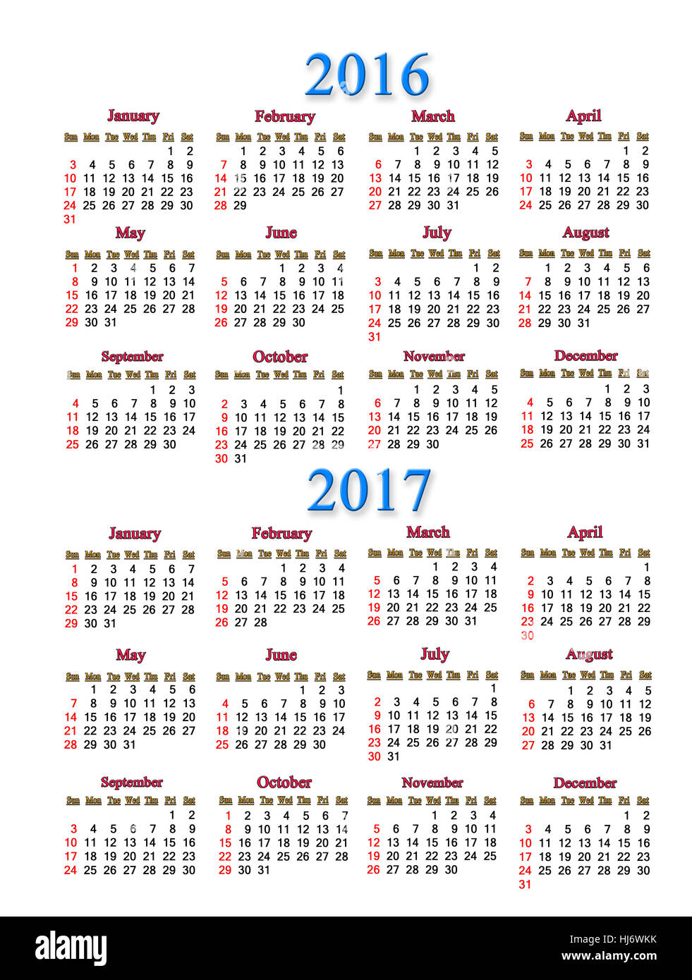 office calendar for 2016 - 2017 years on white background. Calendar for ...