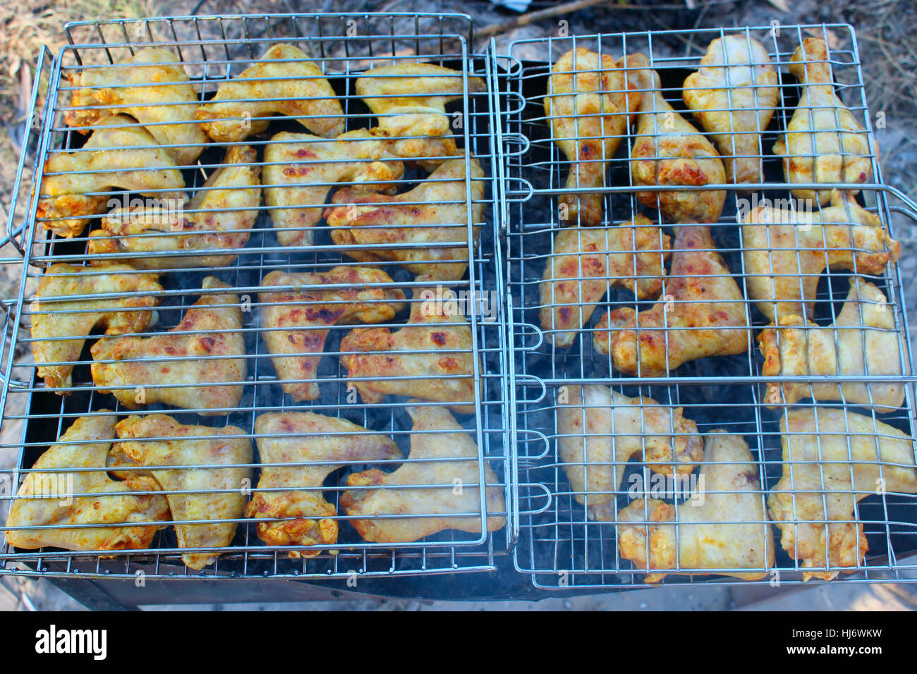 barbecue from chicken 's meat cooked on the fire Stock Photo - Alamy