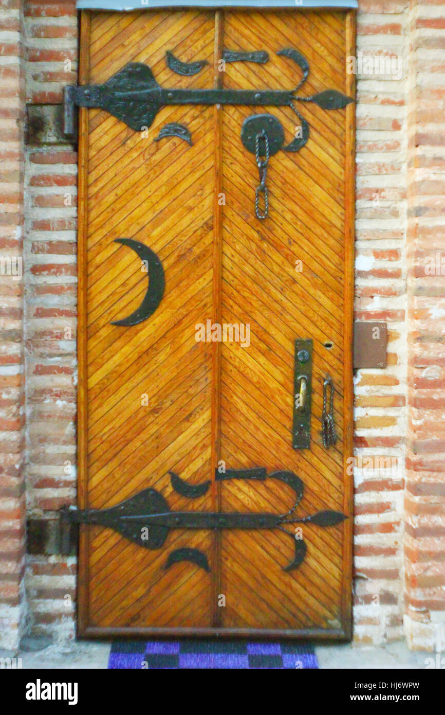 beautiful wooden church doors with metallic pattern Stock Photo - Alamy