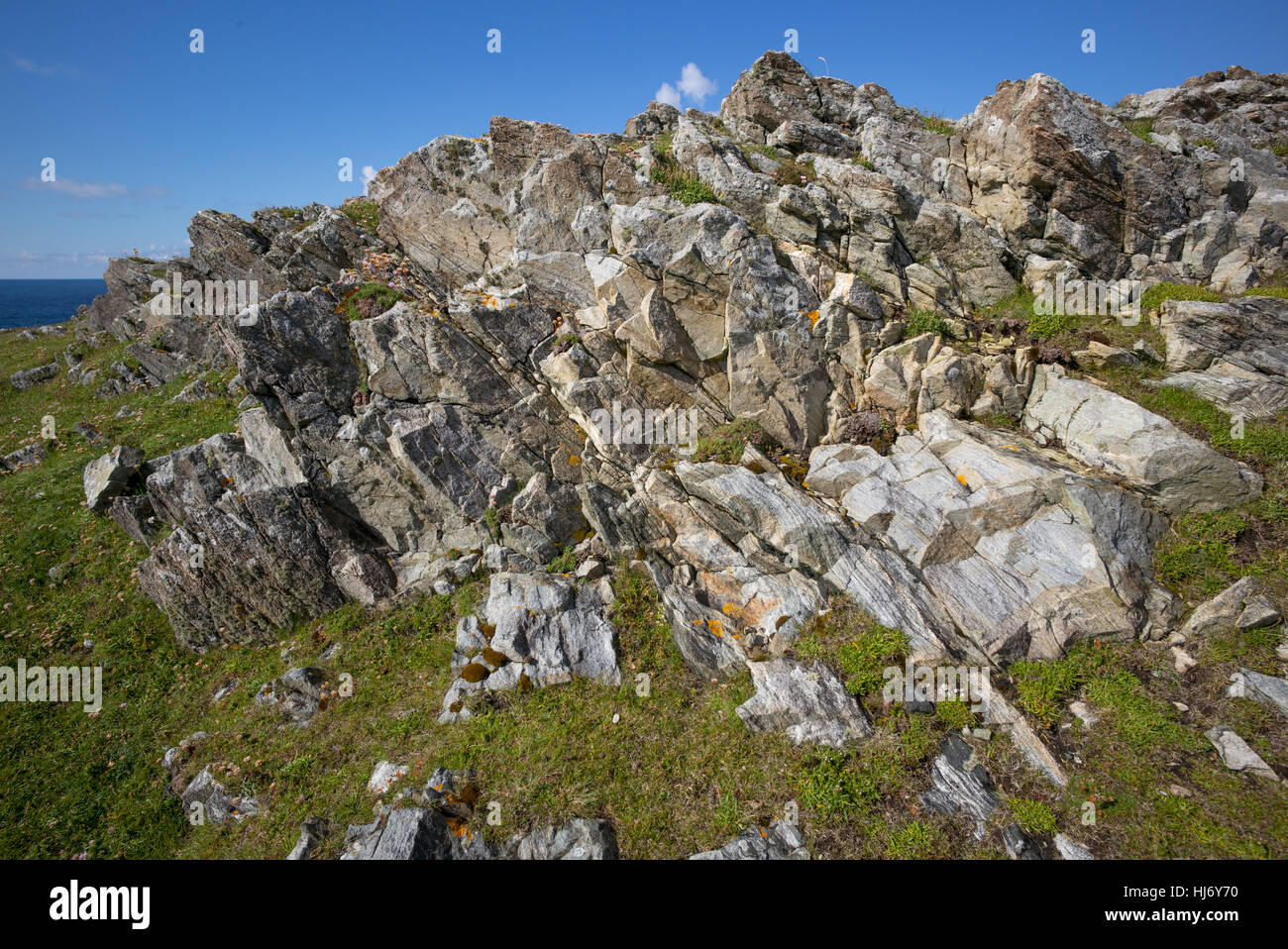 Outcrop of weathered and fractured Lewissian Gneiss near Butt of Lewis ...