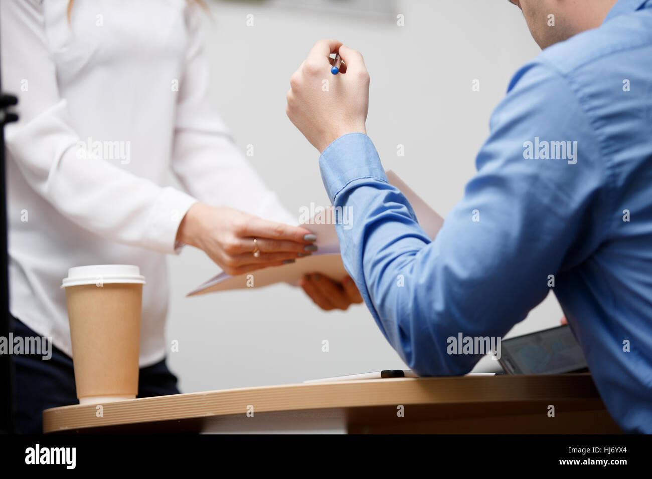 Office workers with documents indoors Stock Photo - Alamy