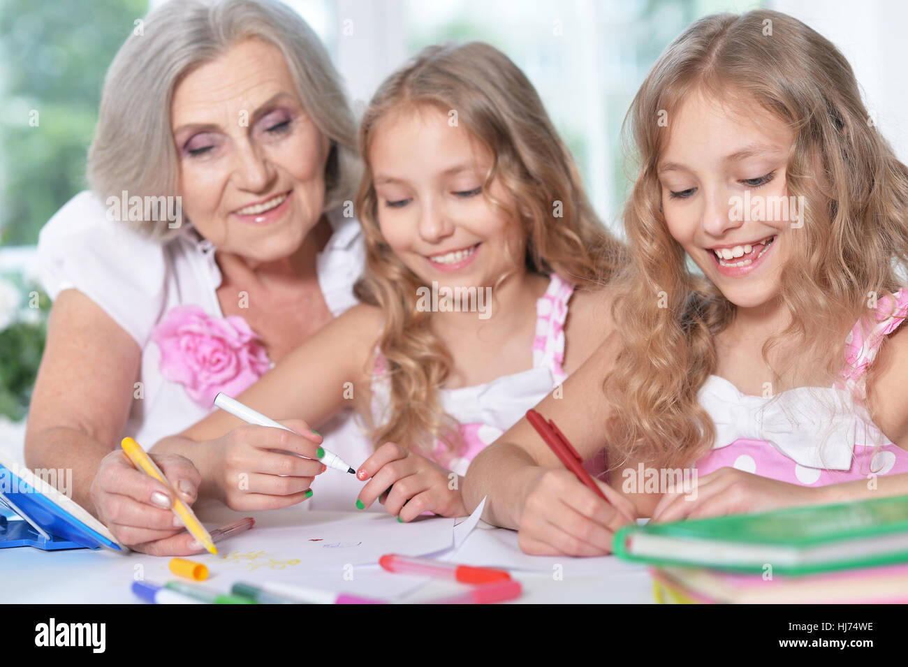 grandmother and her granddaughters Stock Photo - Alamy