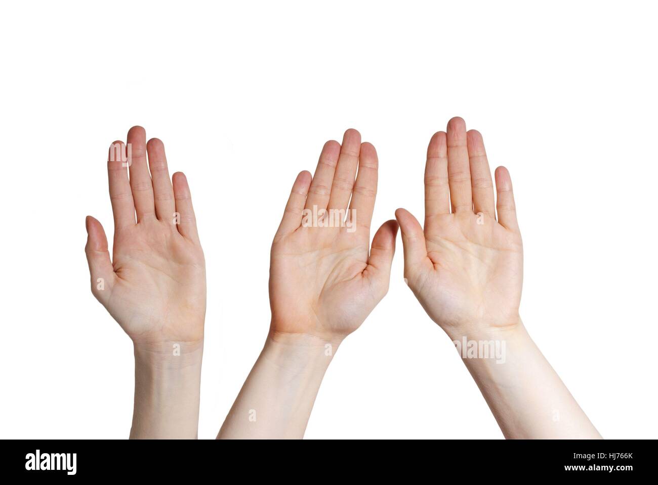 three hands holding up, isolated Stock Photo - Alamy