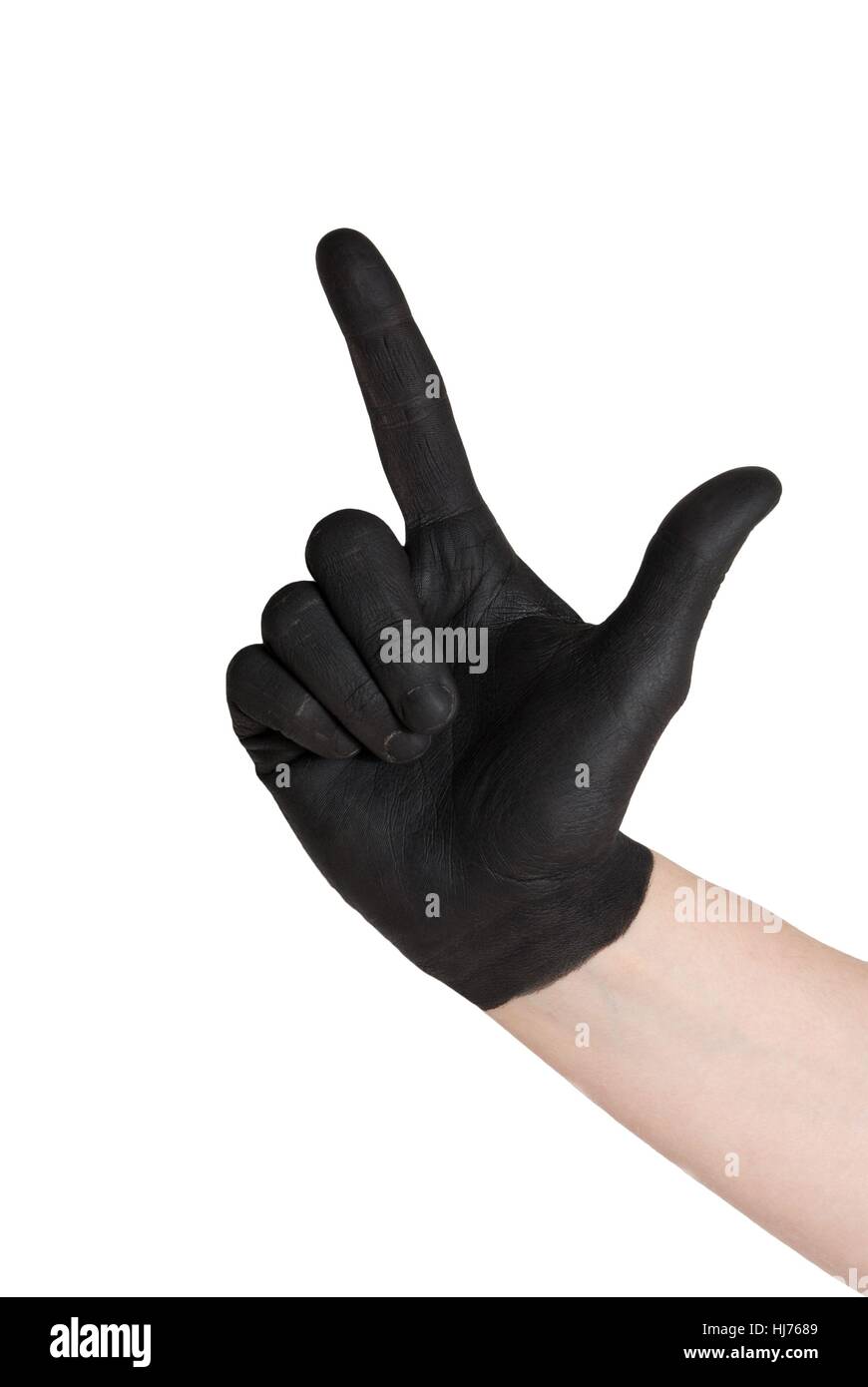a black painted hand showing a check mark gesture Stock Photo - Alamy