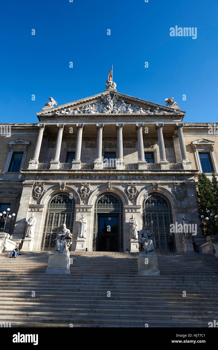 National Library of Madrid, Paseo de Recoletos, Spain. Europe ...