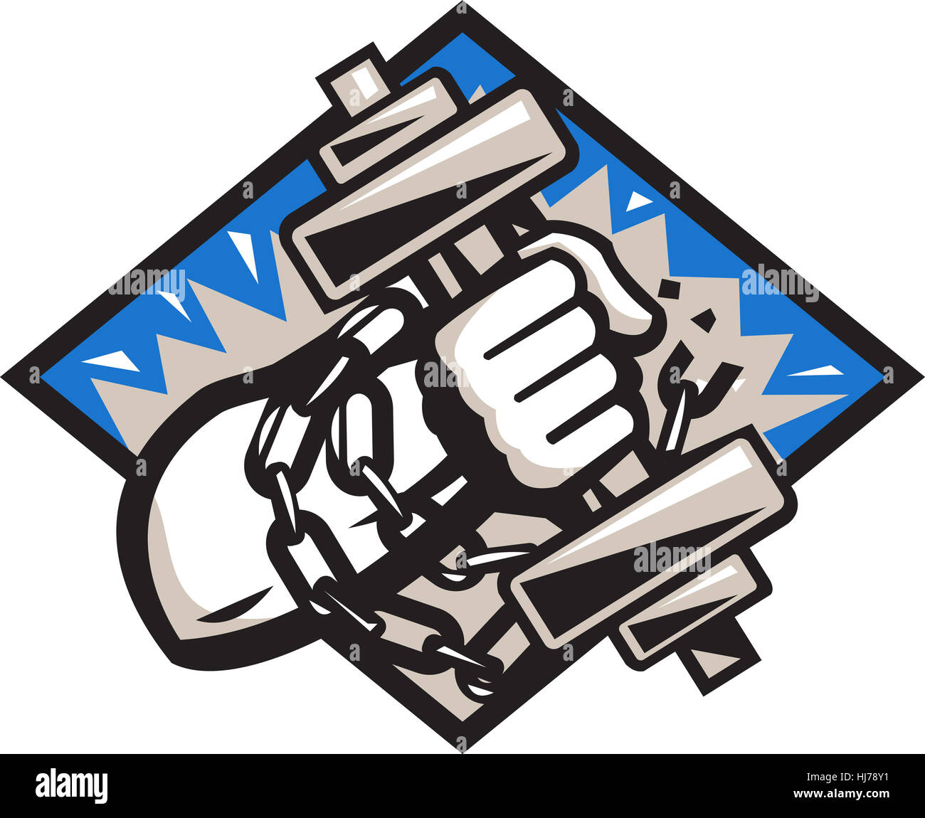 graphics, strong, muscle, chain, illustration, retro, strength, force ...