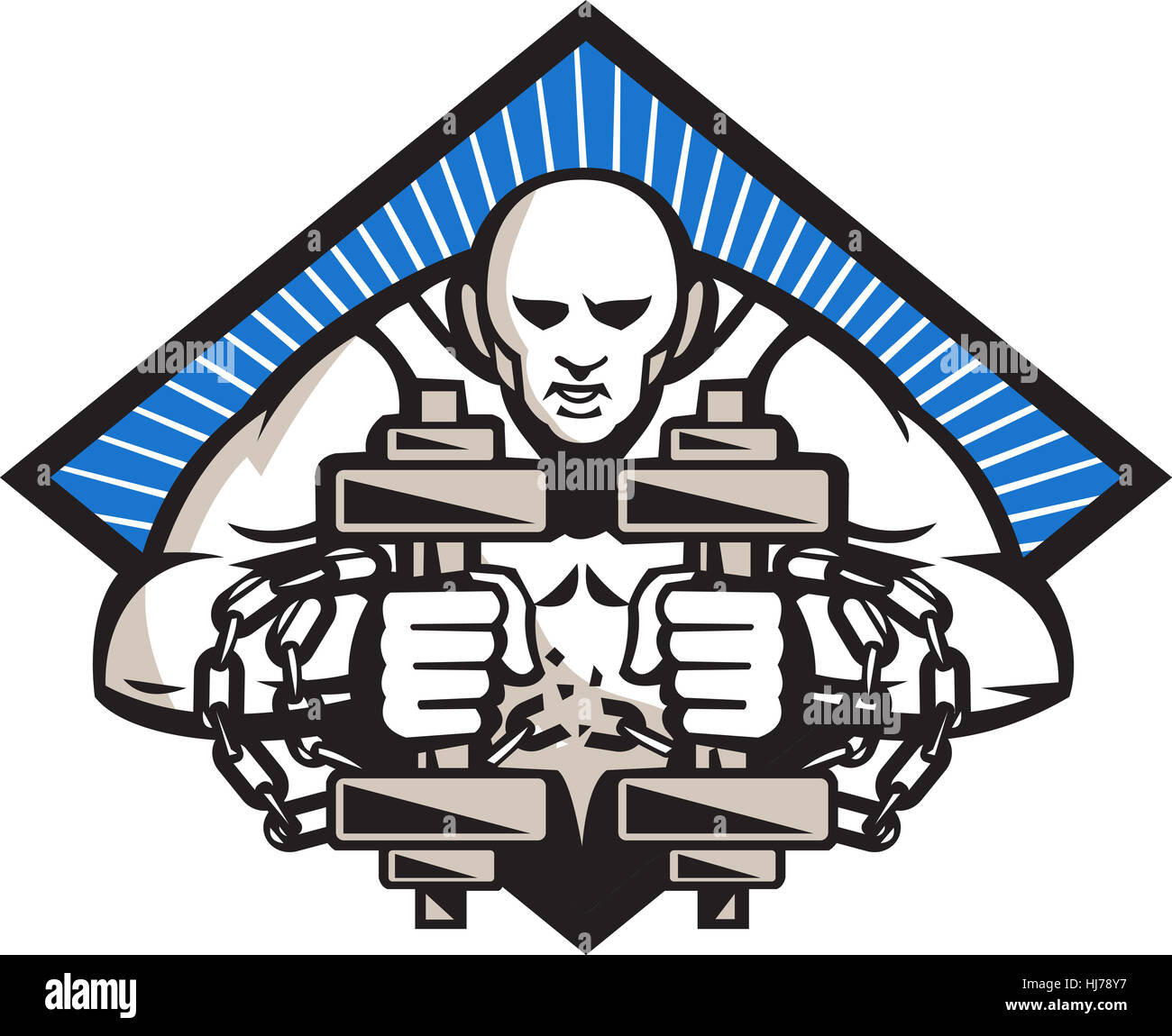 graphics, strong, male, masculine, muscle, chain, illustration, retro ...