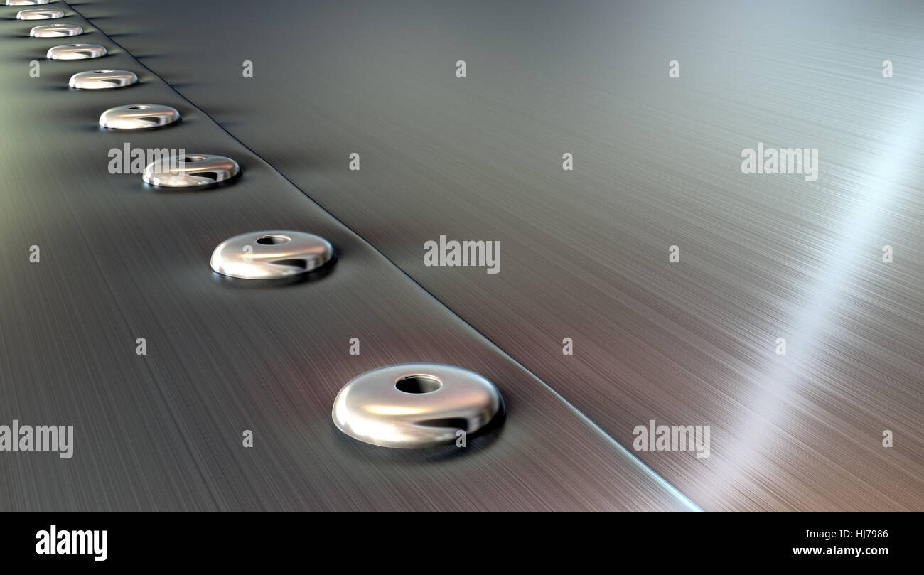 connected, closeup, steel, metal, rivet, aluminum, aluminium, polished ...