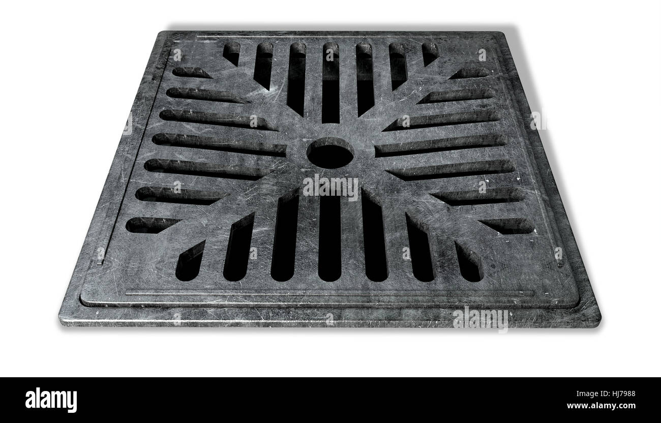 isolated, iron, steel, metal, drain, mesh, sewerage, drainage ...