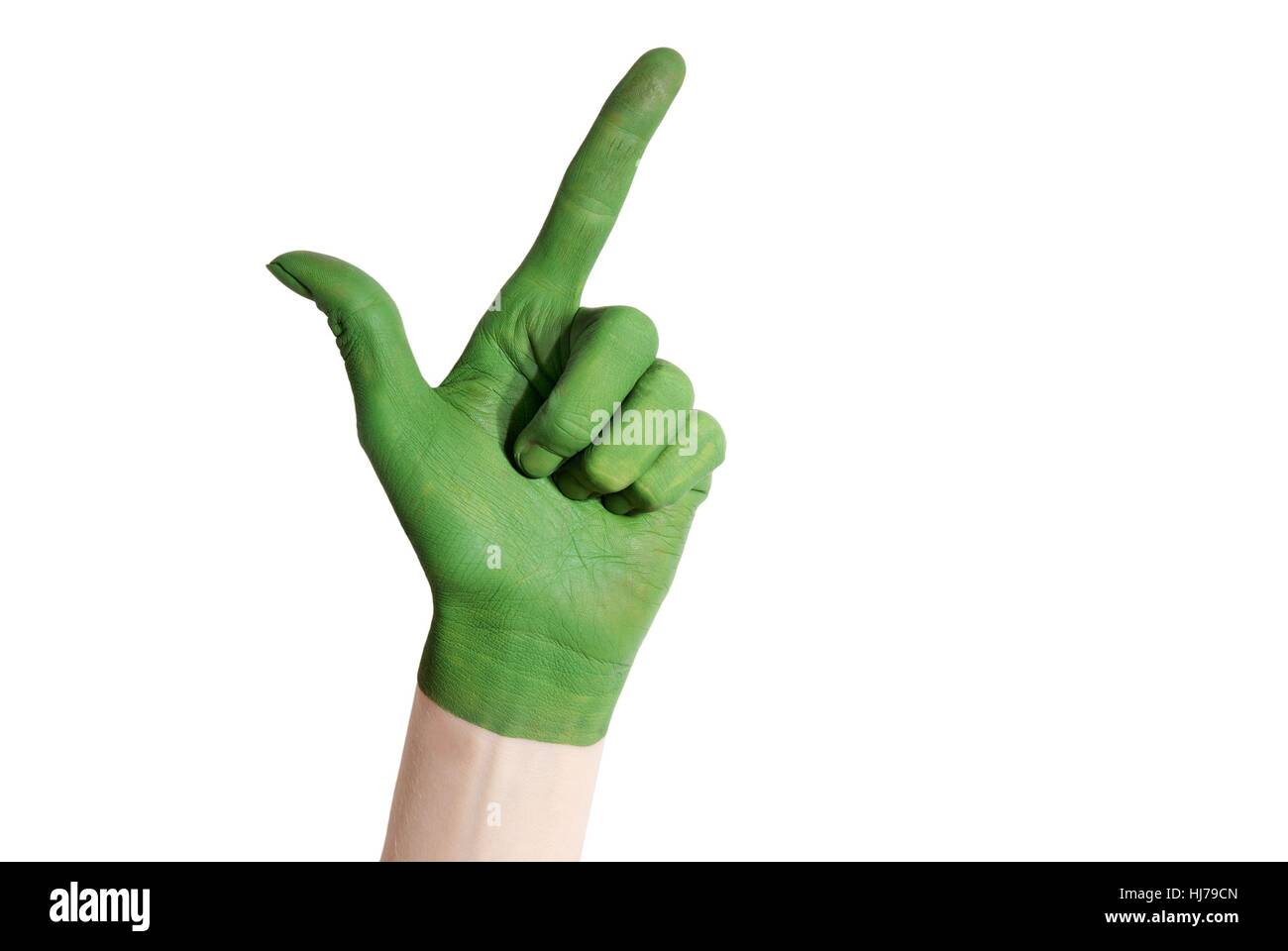 a green painted hand showing an okay gesture Stock Photo - Alamy