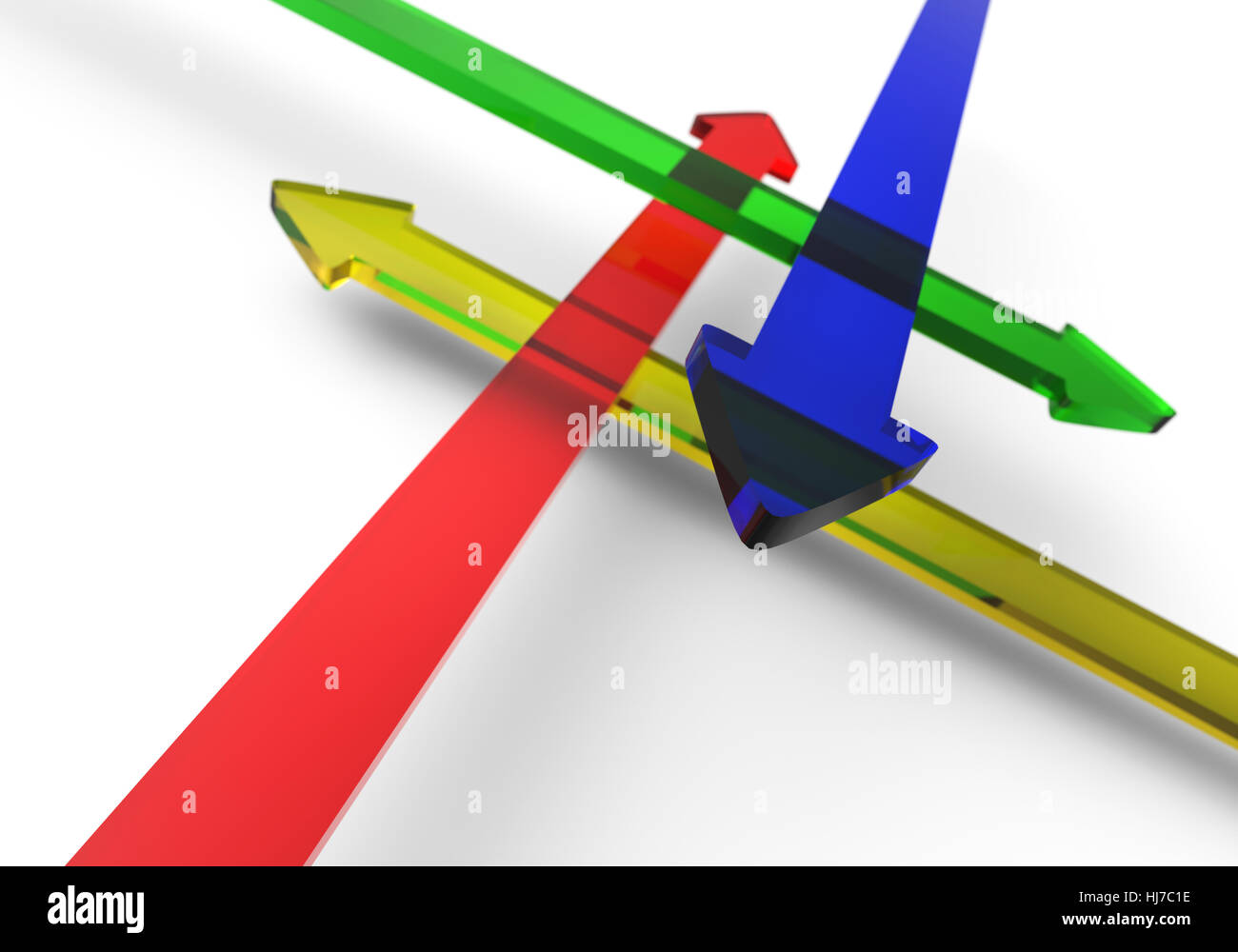 colorful 3d arrows in four directions of glass 1 Stock Photo - Alamy