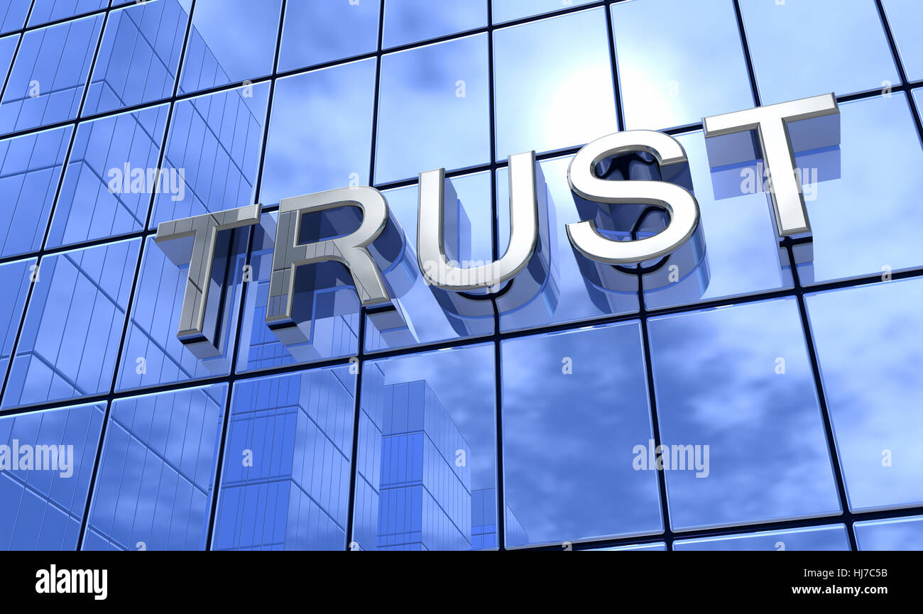 3d facade blue silver - trust Stock Photo - Alamy