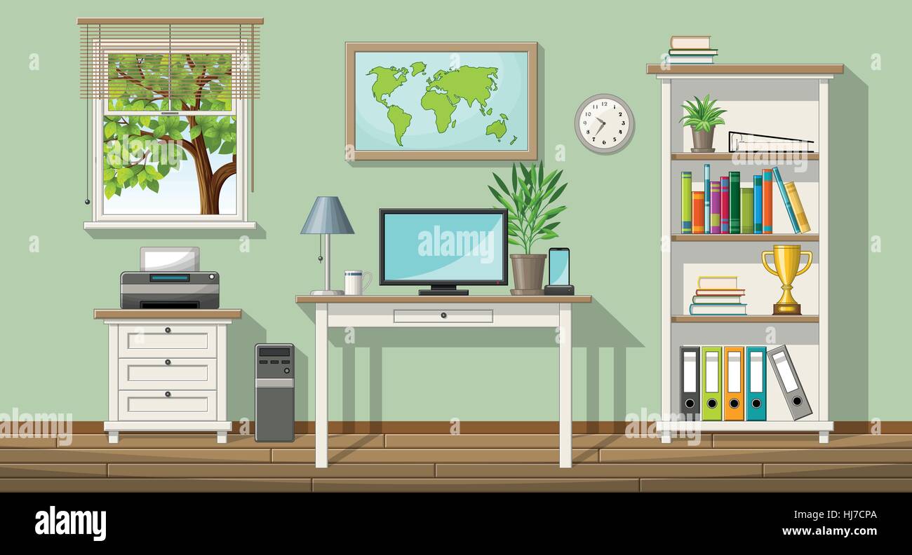 Illustration of a classic homeoffice Stock Vector Image & Art - Alamy