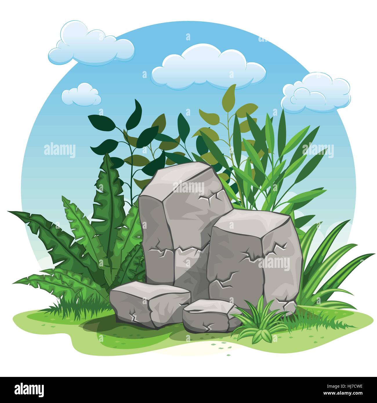 Illustration of cartoon stones against white background Stock Vector ...