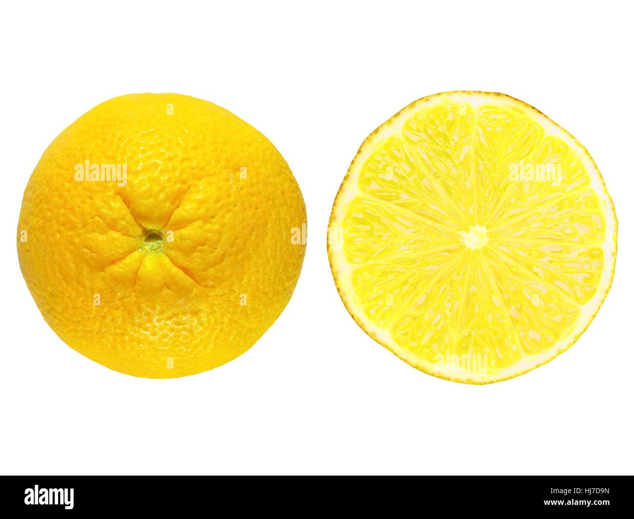 Lemon fruit in and out view isolated over white Stock Photo - Alamy