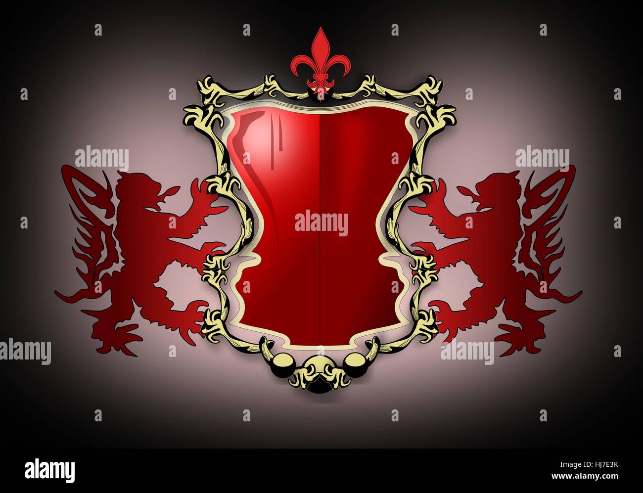 red retro crest,shield with black background Stock Photo - Alamy