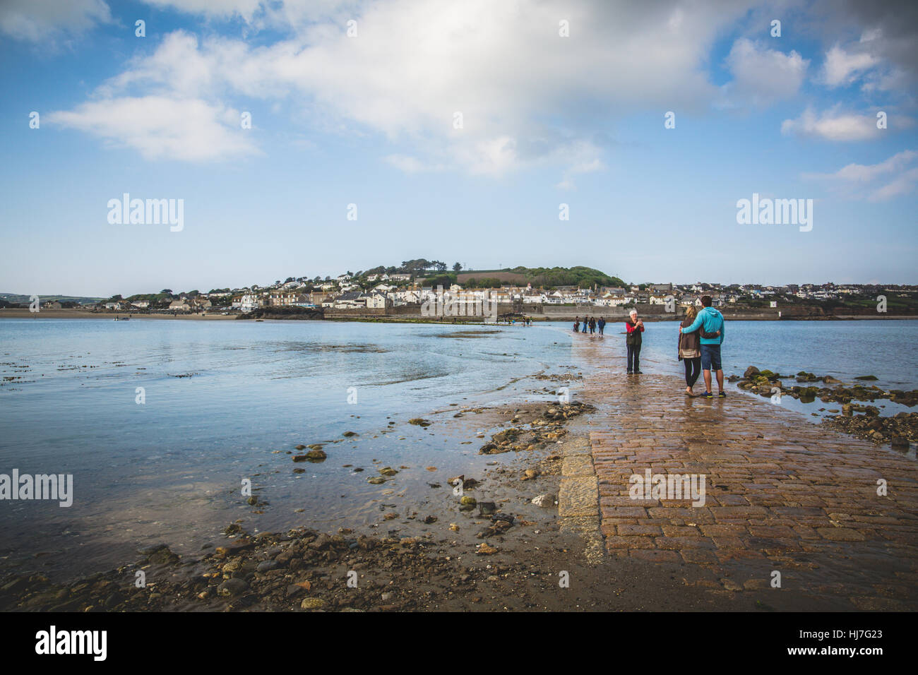 Causeway at St Michaels Mount towards Marazion, Cornwall Stock Photo ...