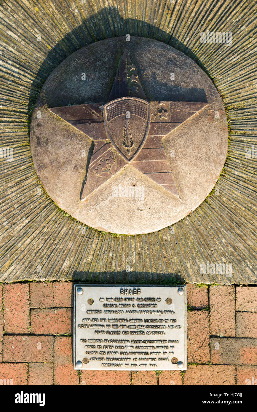 The SHAEF Memorial & plaque. Bushy Park. Teddington. Middlesex. UK ...