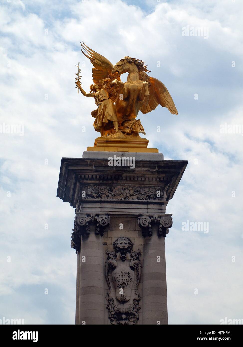 Alexander III bridge sculpture located at Paris, France Stock Photo - Alamy