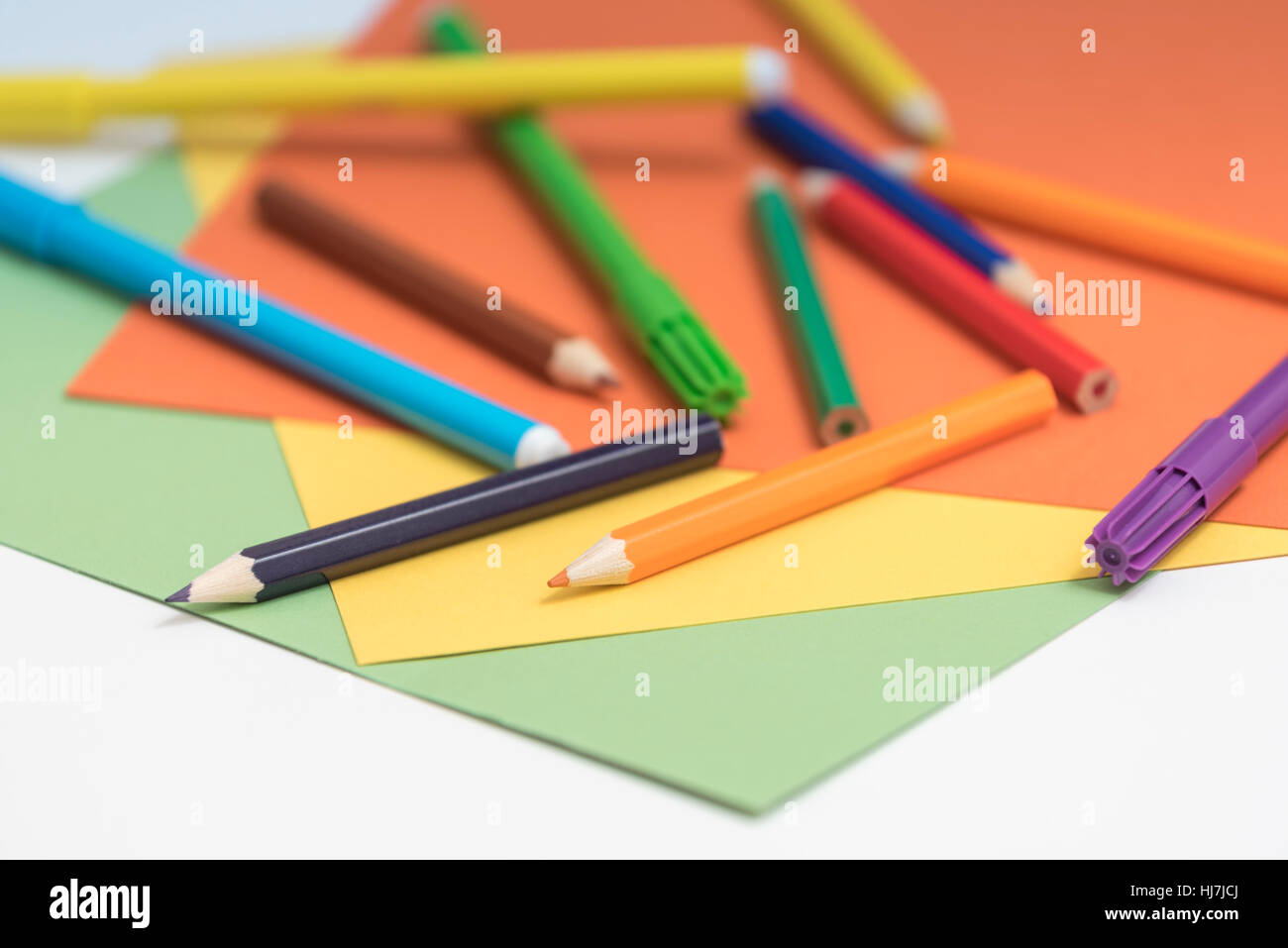 Time to draw. Colored card, pencils and coloring pens ready for some ...