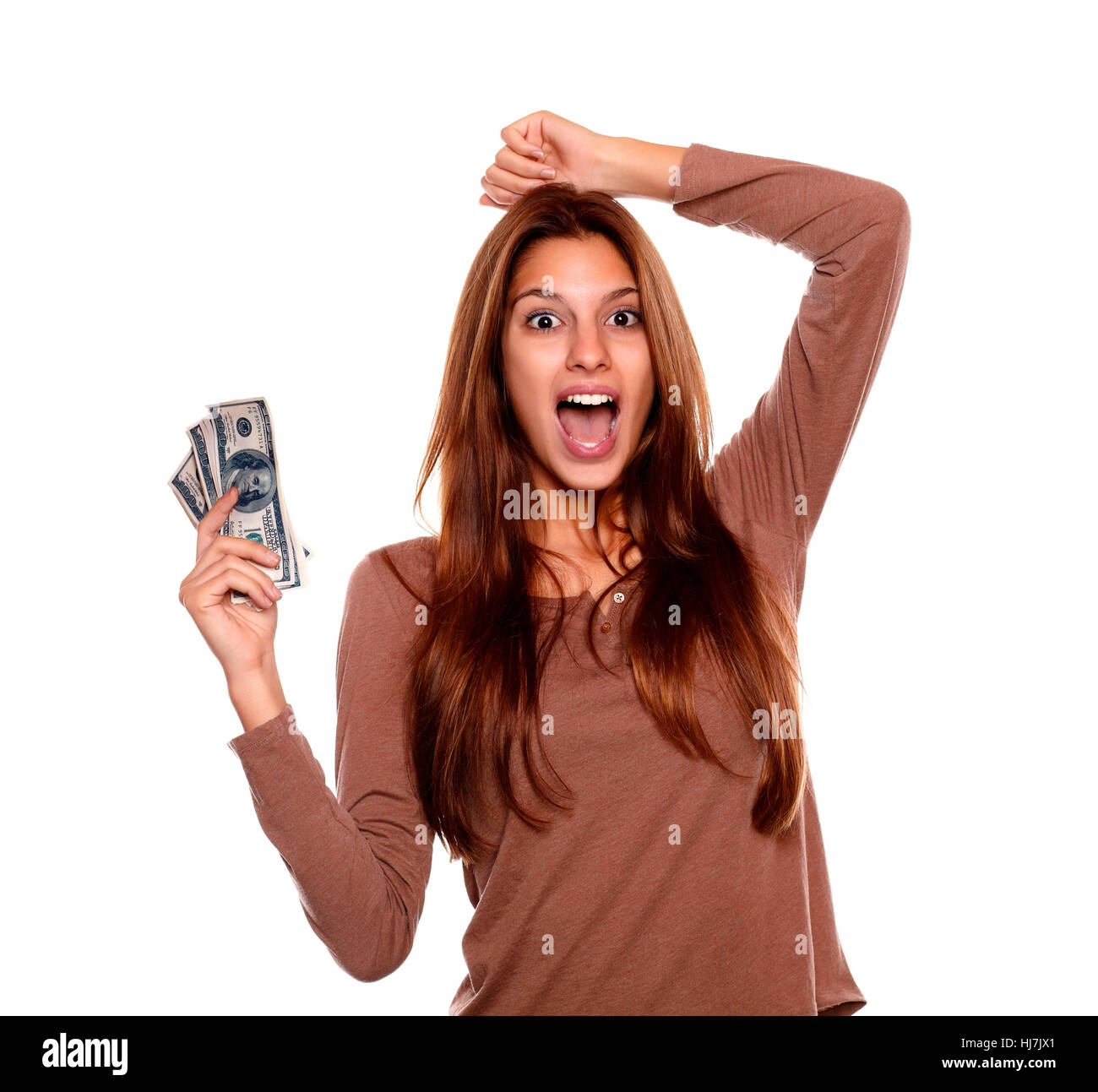 woman, gesture, dollar, dollars, hand, beautiful, beauteously, nice, isolated Stock Photo - Alamy