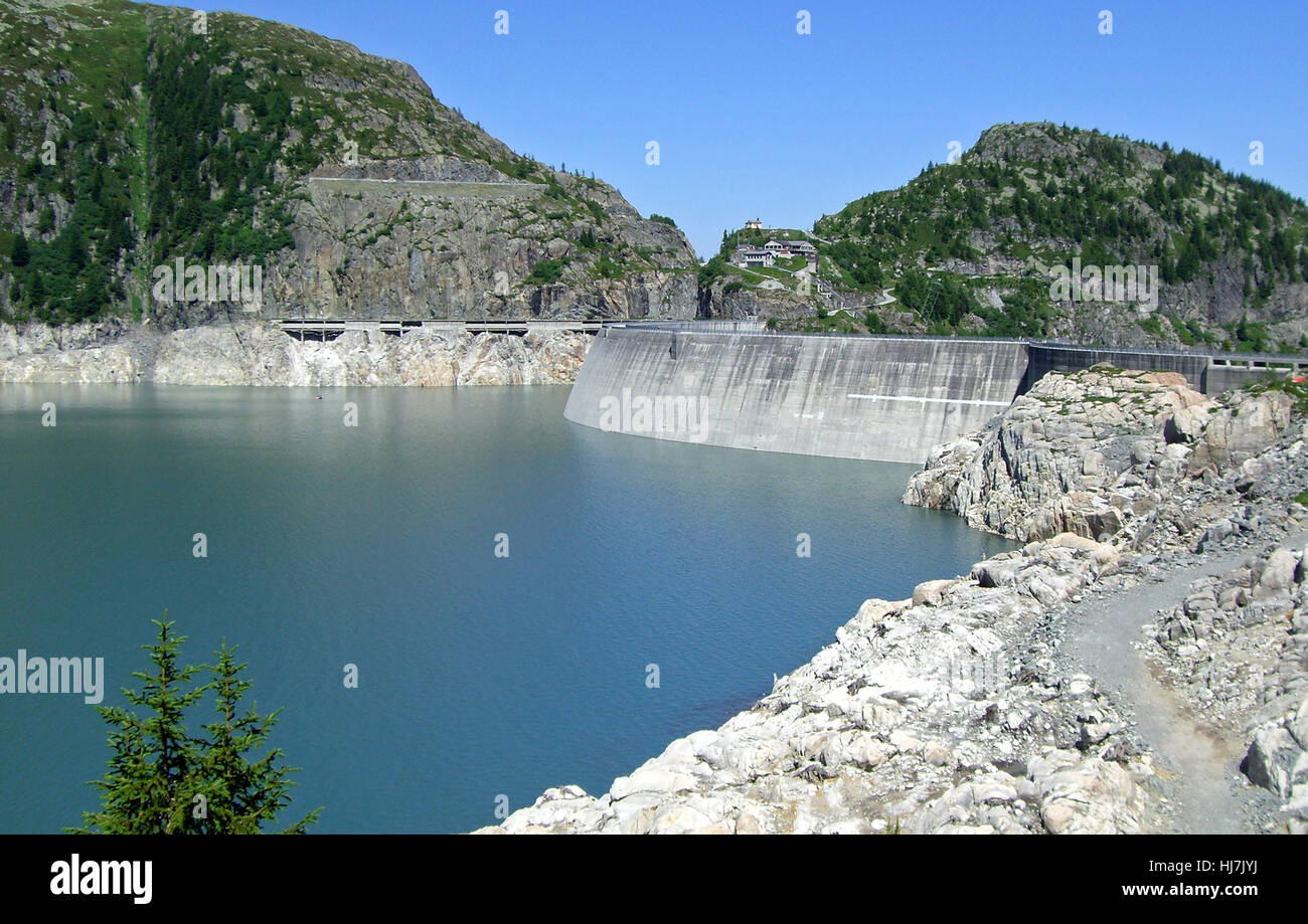 alps, artificial lake, power generation, barrage, blue, shine, shines ...