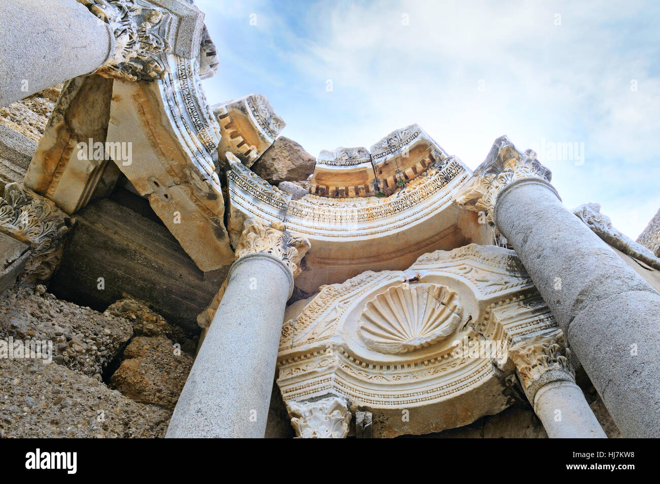 Beautiful view of ancient ruins in Side, Turkey Stock Photo - Alamy