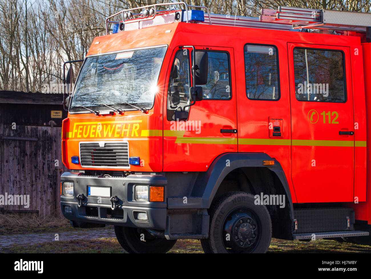 firemen fire truck Stock Photo - Alamy