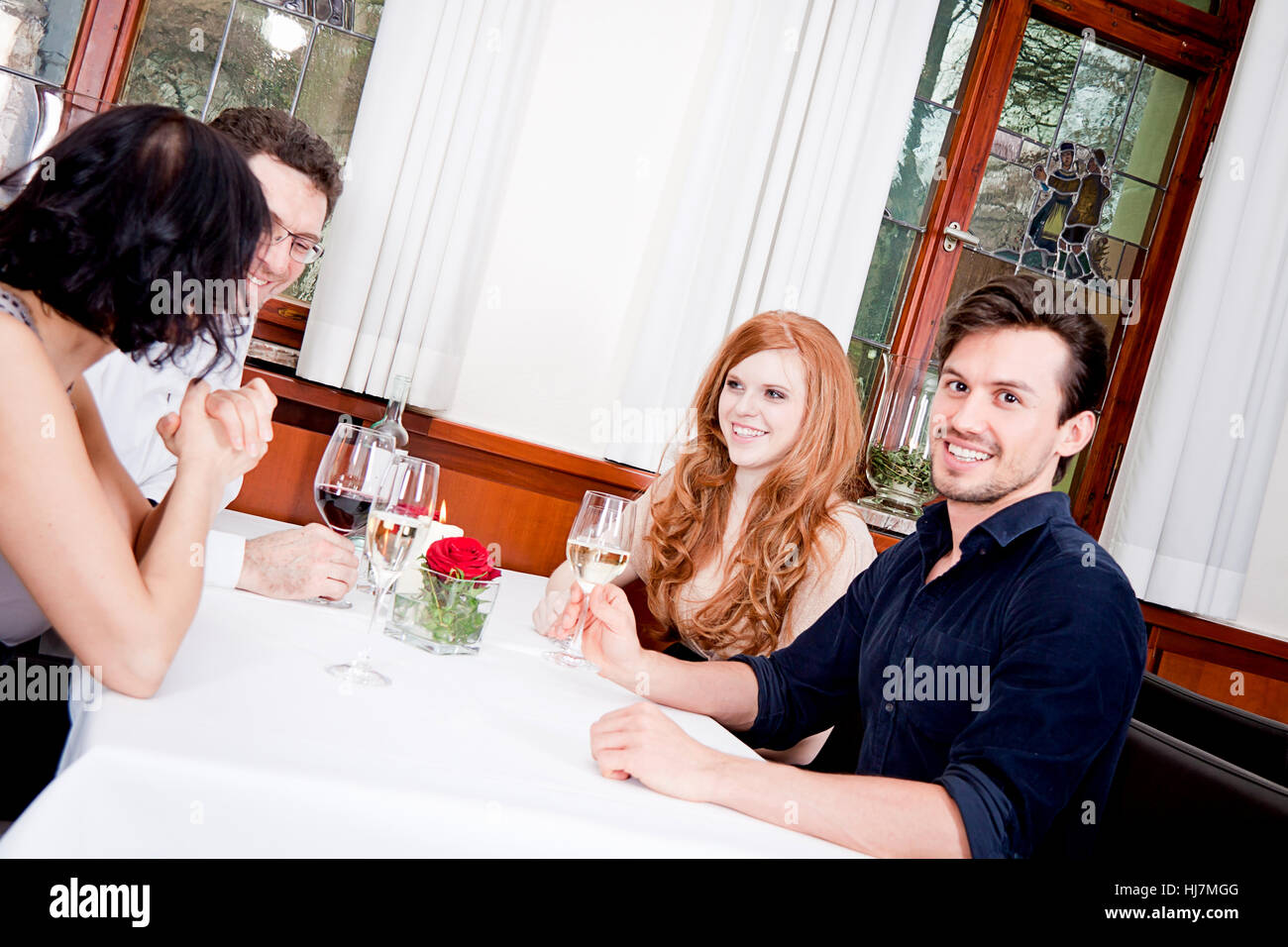 woman, restaurant, waiter, food, dish, meal, supper, dinner, group ...