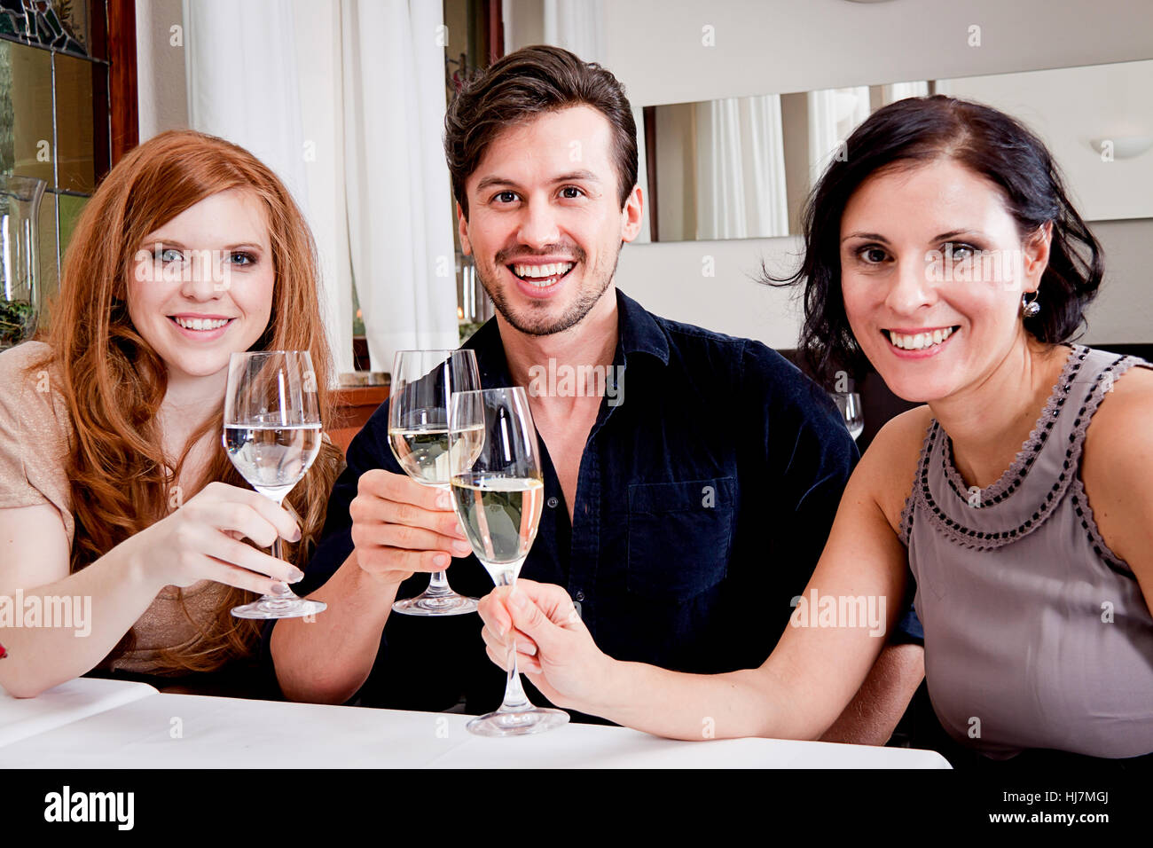 woman, restaurant, waiter, food, dish, meal, supper, dinner, group ...
