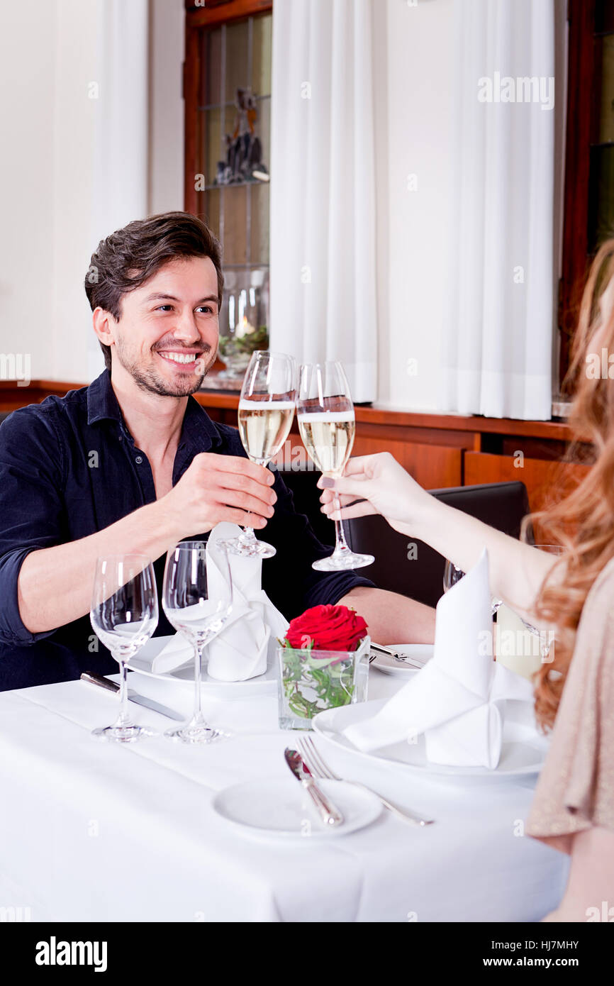 woman and man having dinner in restaurant Stock Photo - Alamy