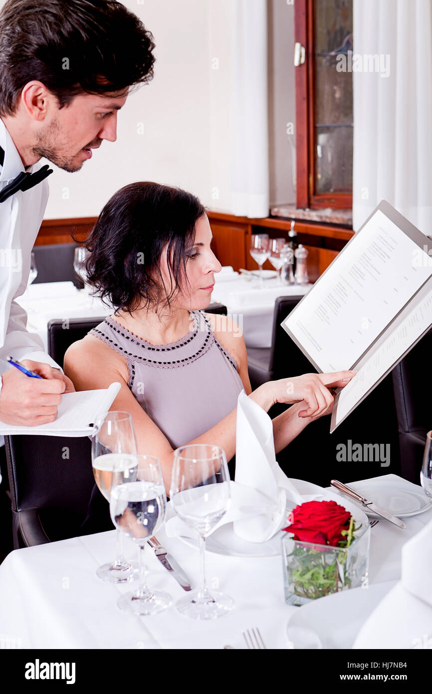 woman, restaurant, romanticism, waiter, love, in love, fell in love ...