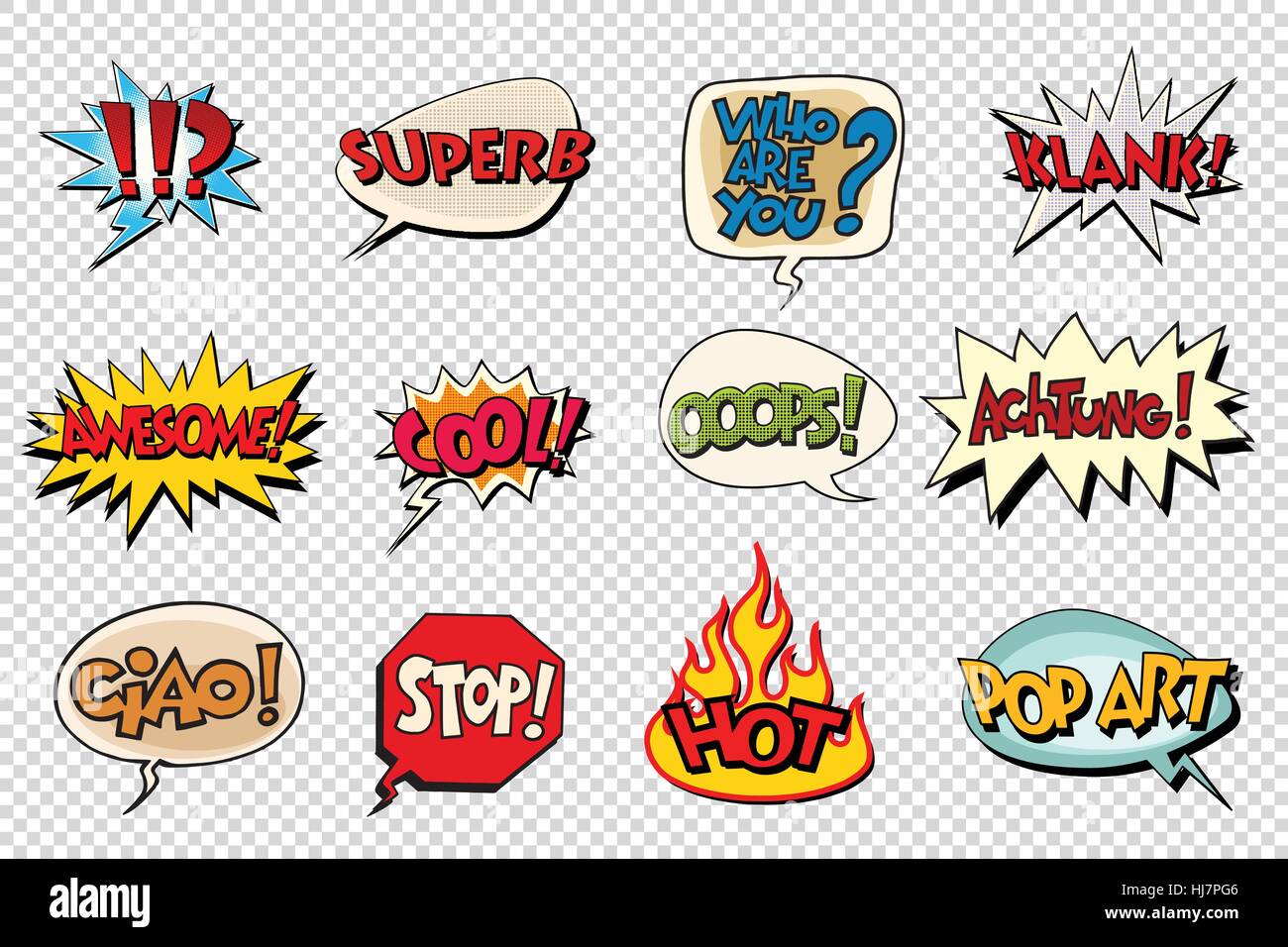set comic book bubble stickers Stock Vector Image & Art - Alamy