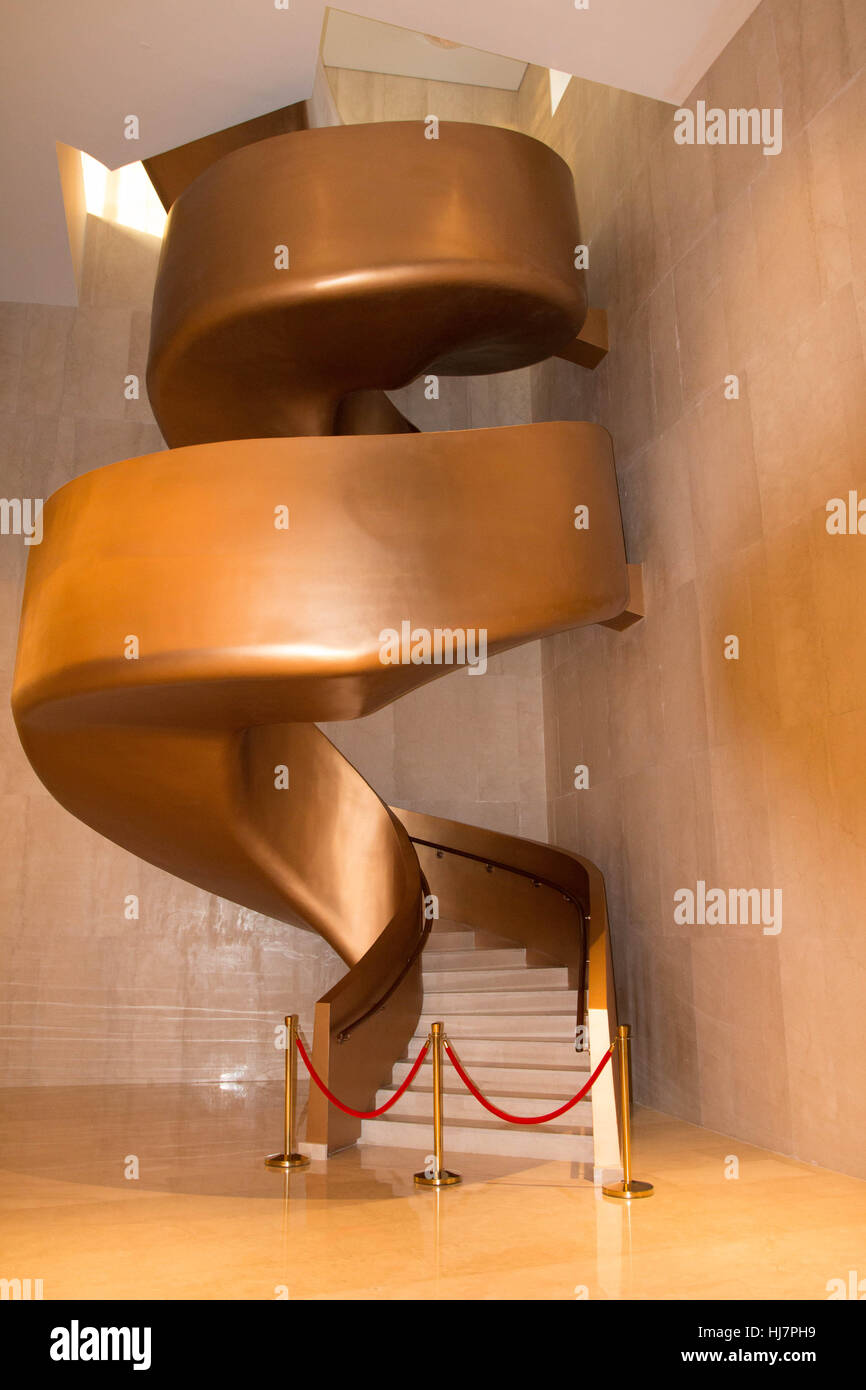 Etihad museum interior view spiral staircase United Arab Emirates Stock ...