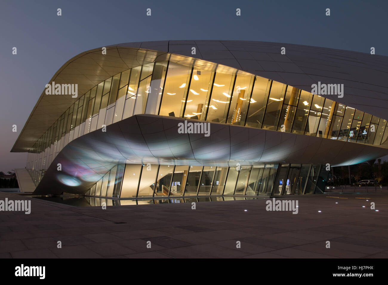 Etihad museum street front side view of building at night Dubai Stock ...