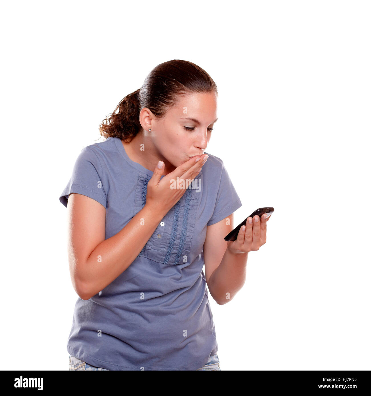 woman, telephone, phone, gesture, blue, humans, human beings, people ...