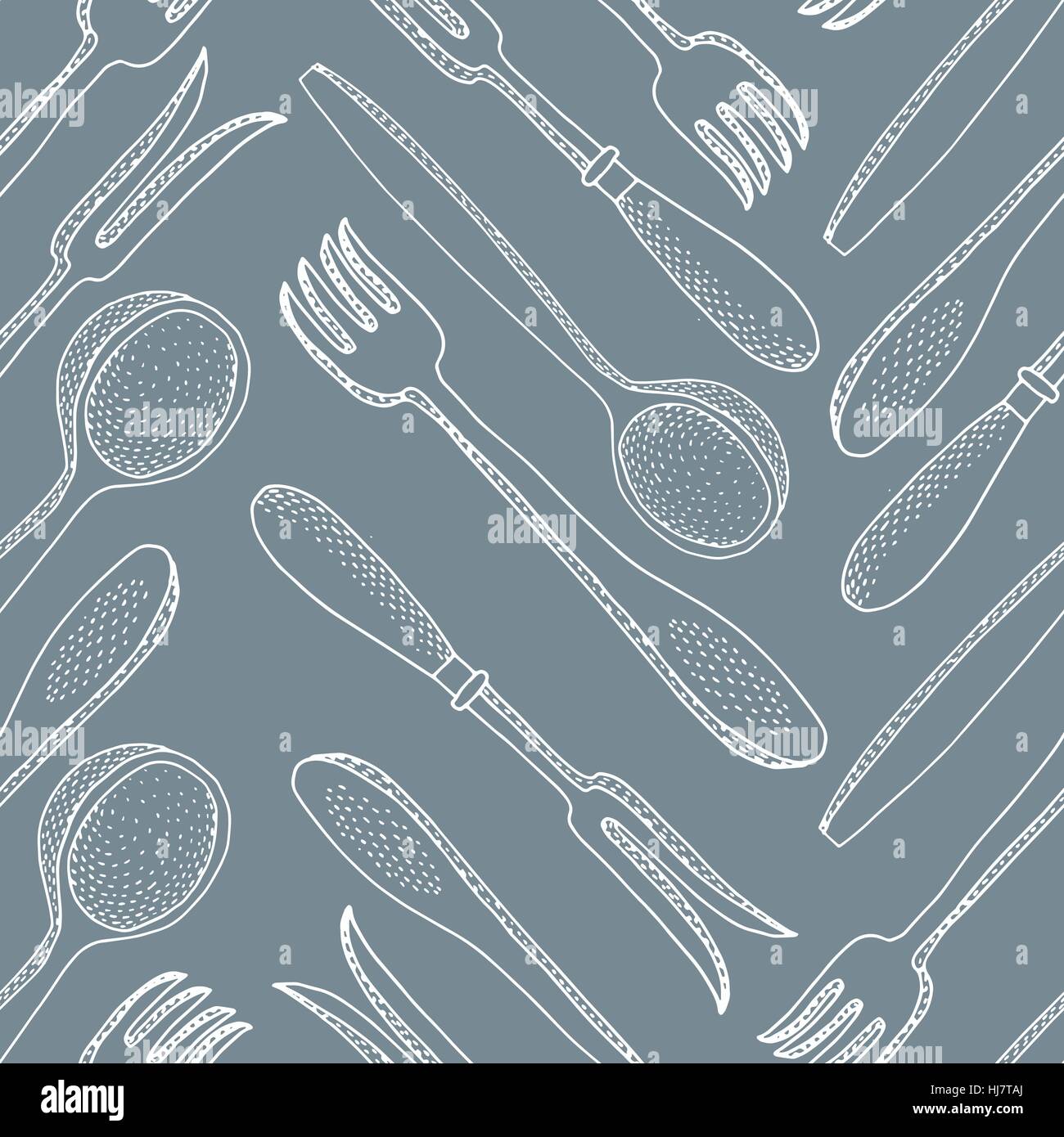 Seamless vector Kitchen Cutlery Pattern Stock Vector Image & Art - Alamy